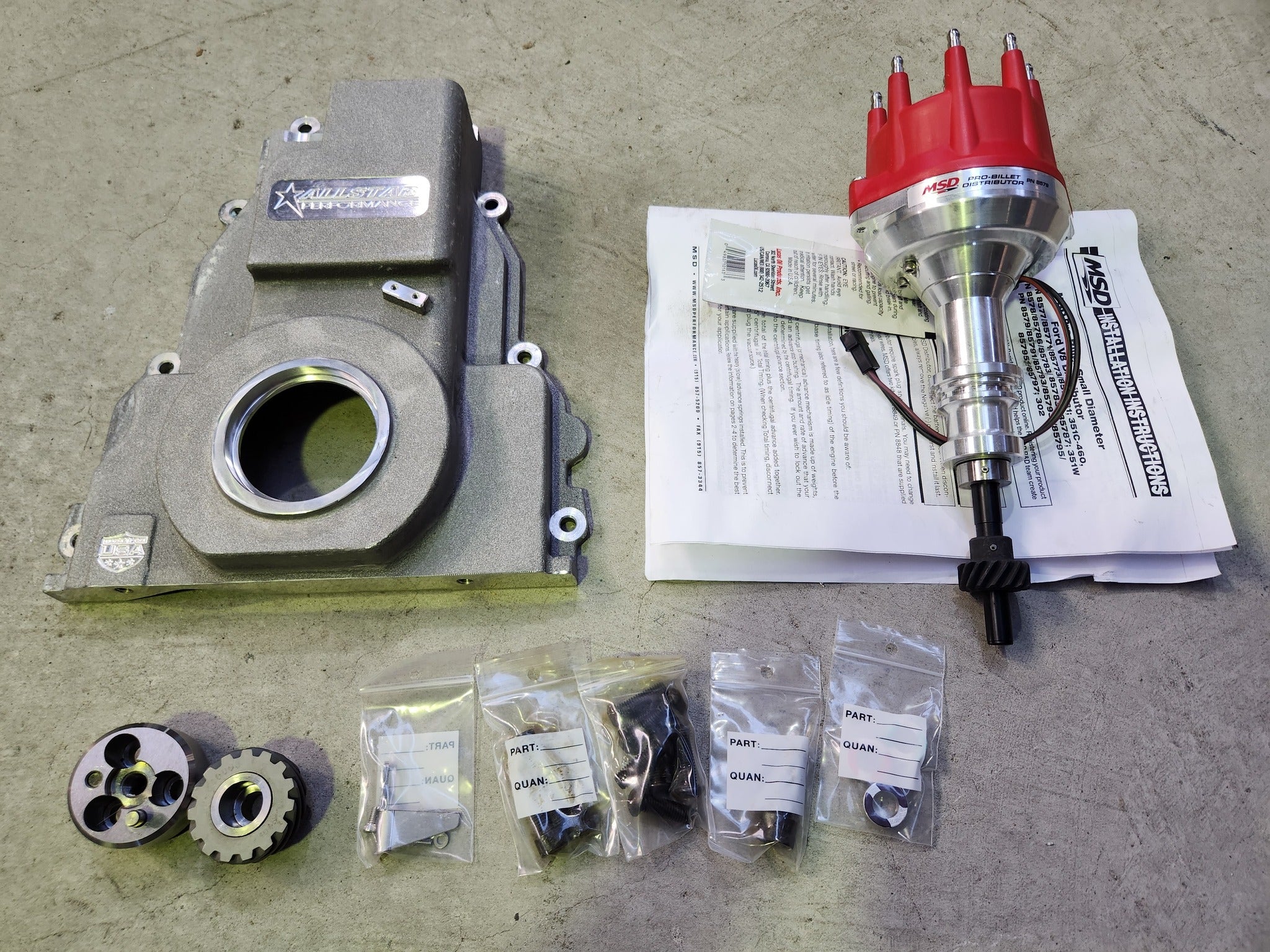 Allstar CT525 LS Distributor conversion kit with MSD Pro Billet Distri ...